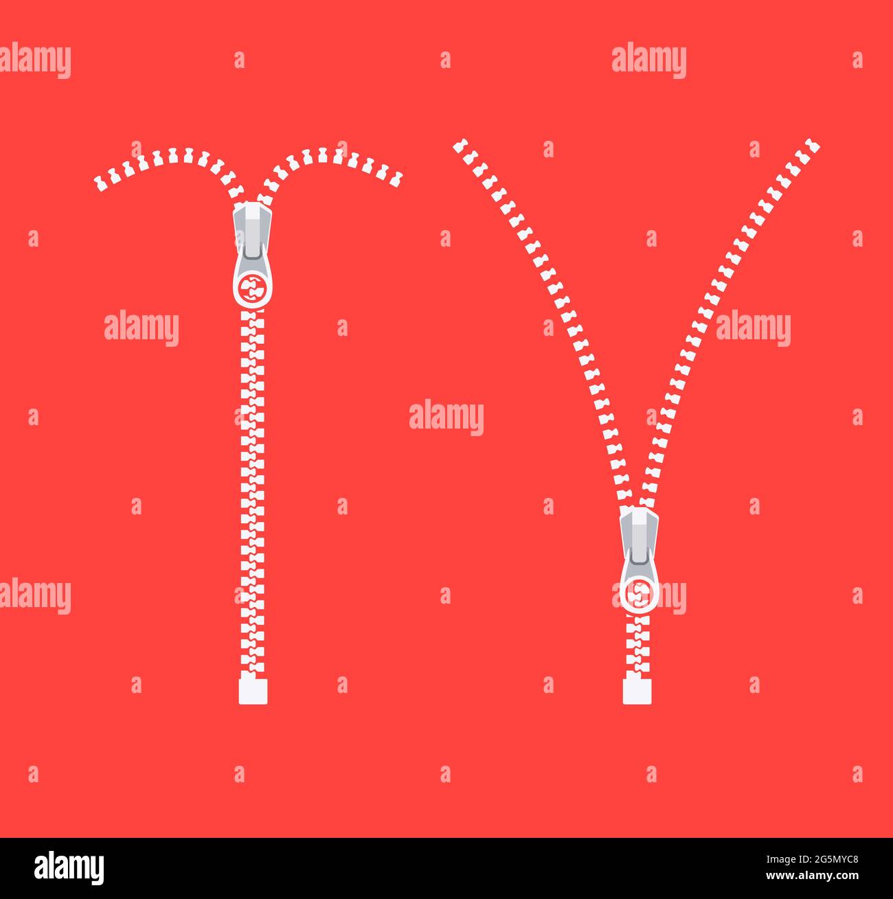 Open zipper teeth metal fastener isolated illustration. Unzip sewing black lock plastic zip ...