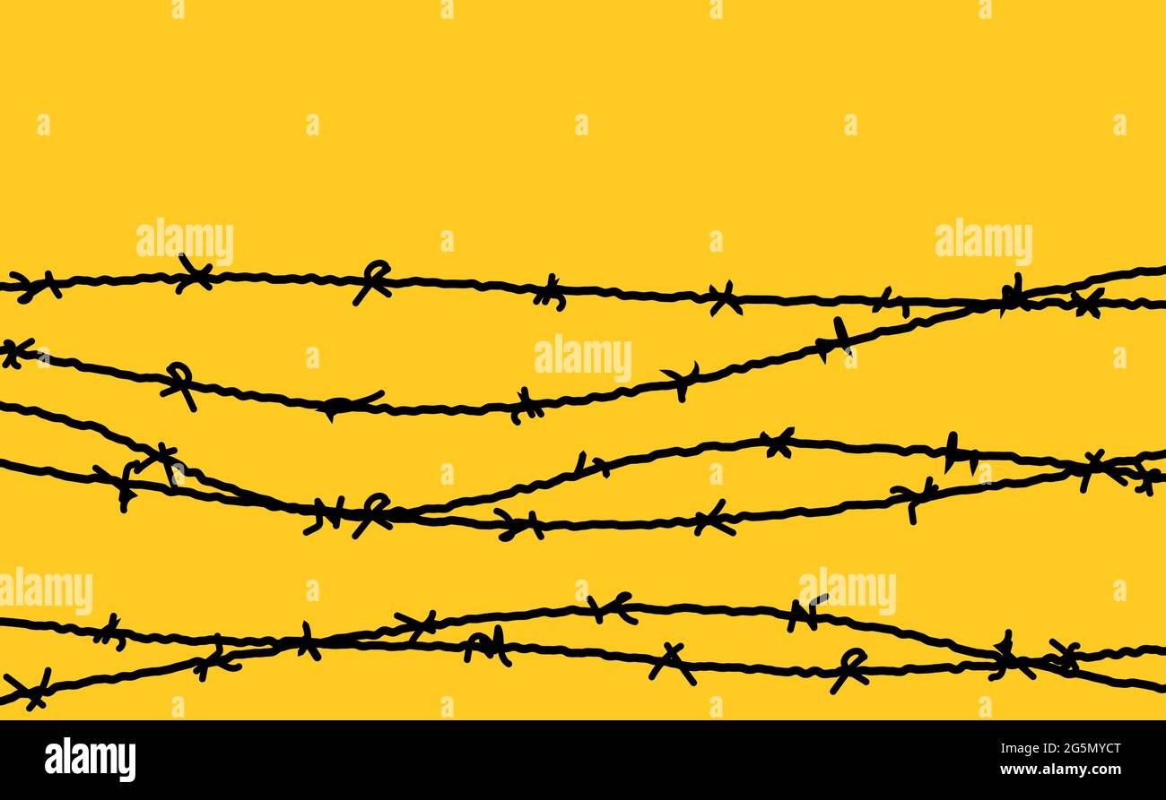 Barbed wire vector fence barbwire border chain. Prison line war barb ...