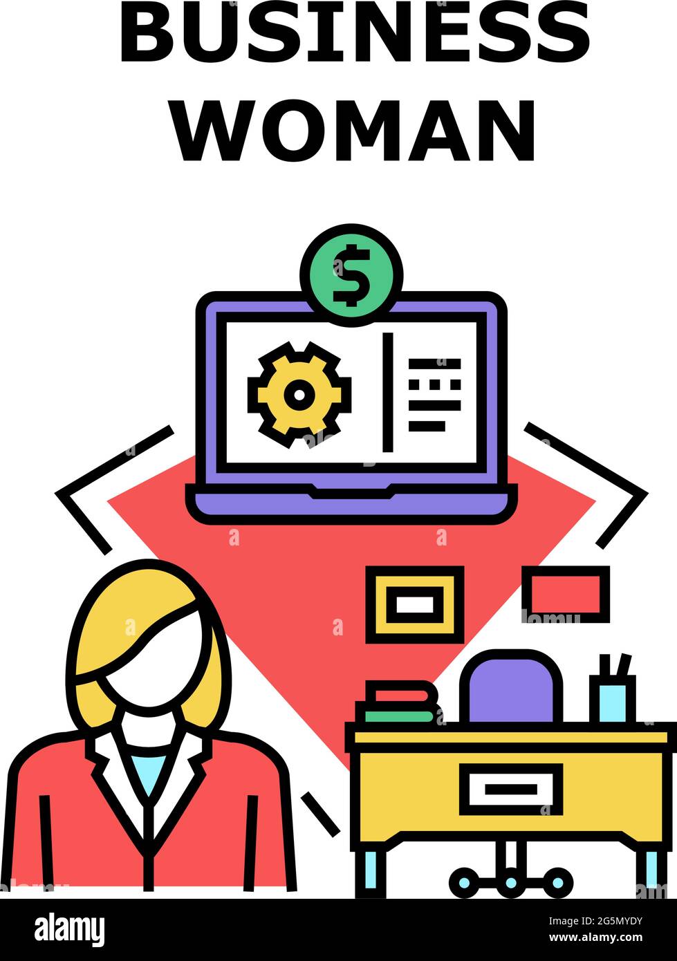 Businesswoman Vector Concept Color Illustration Stock Vector Image ...