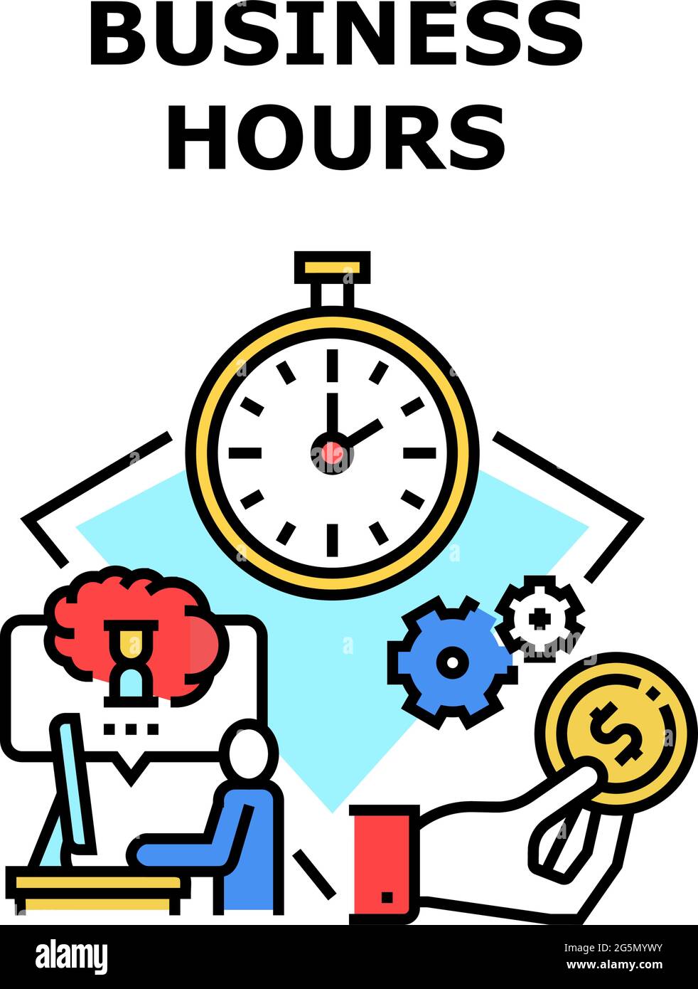 Business Hours Vector Concept Color Illustration Stock Vector Image ...
