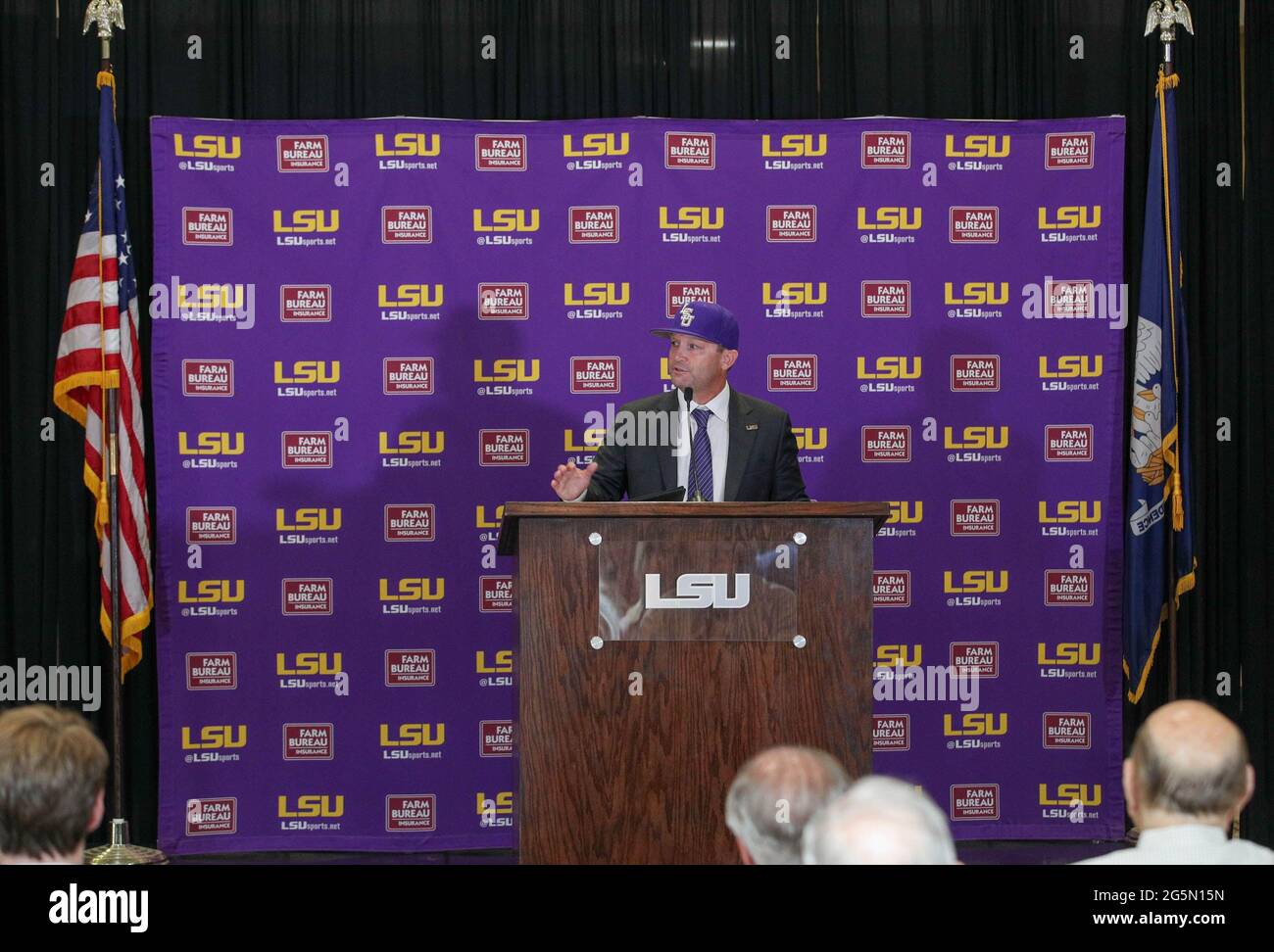 Baton Rouge, LA, USA. 28th June, 2021. Jay Johnson is introduced as the ...