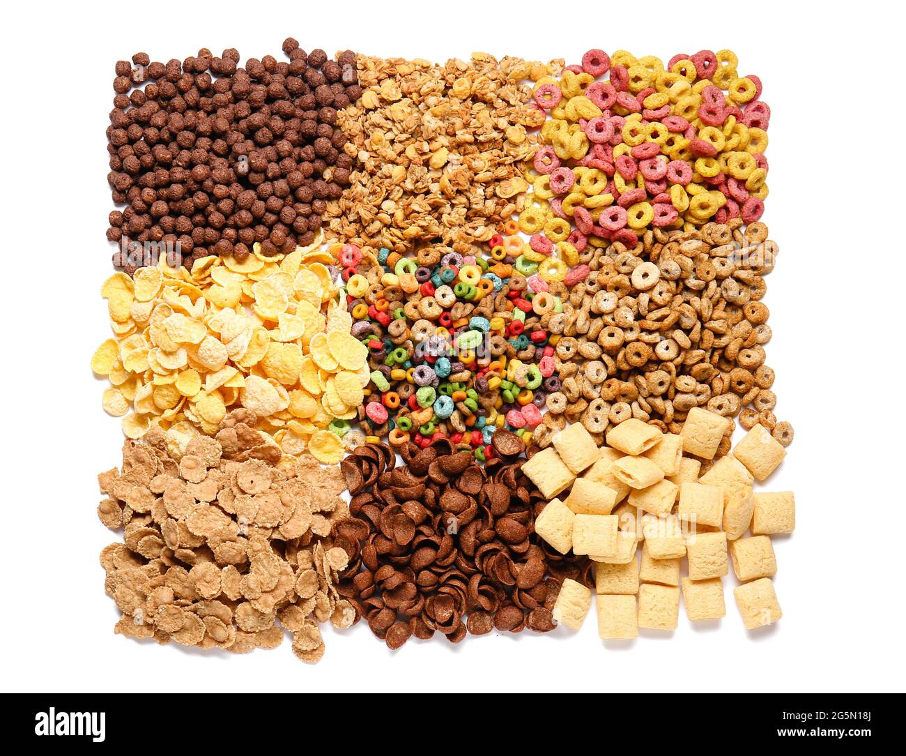 Different cereals on white background Stock Photo - Alamy