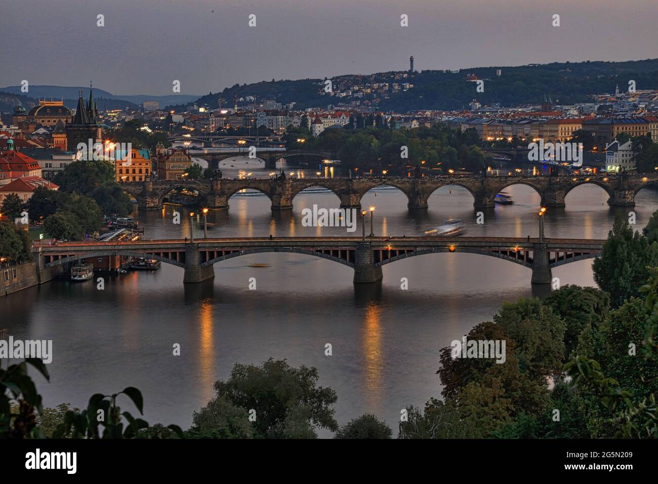 Prague, Bridges at sunset Stock Photo - Alamy