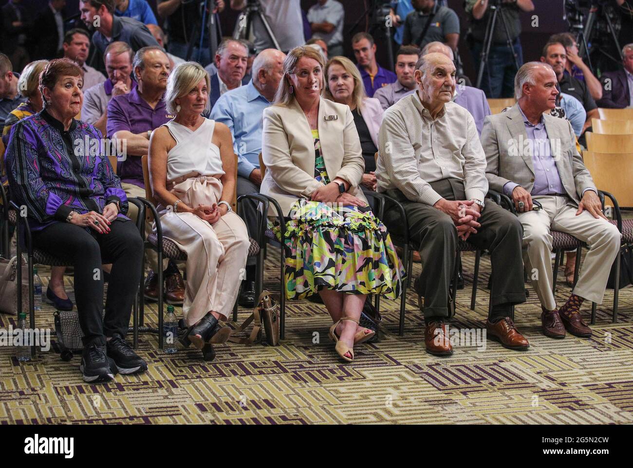June 28, 2021: Former Head Coaches Paul Mainieri and Skip Bertman along ...