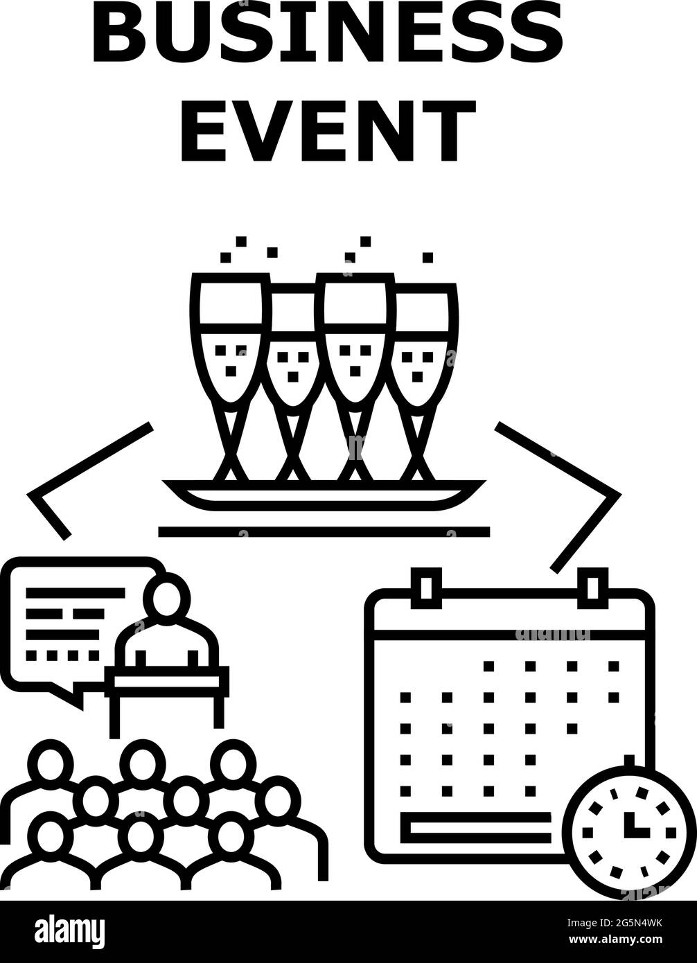 Business Event Vector Concept Black Illustration Stock Vector Image ...