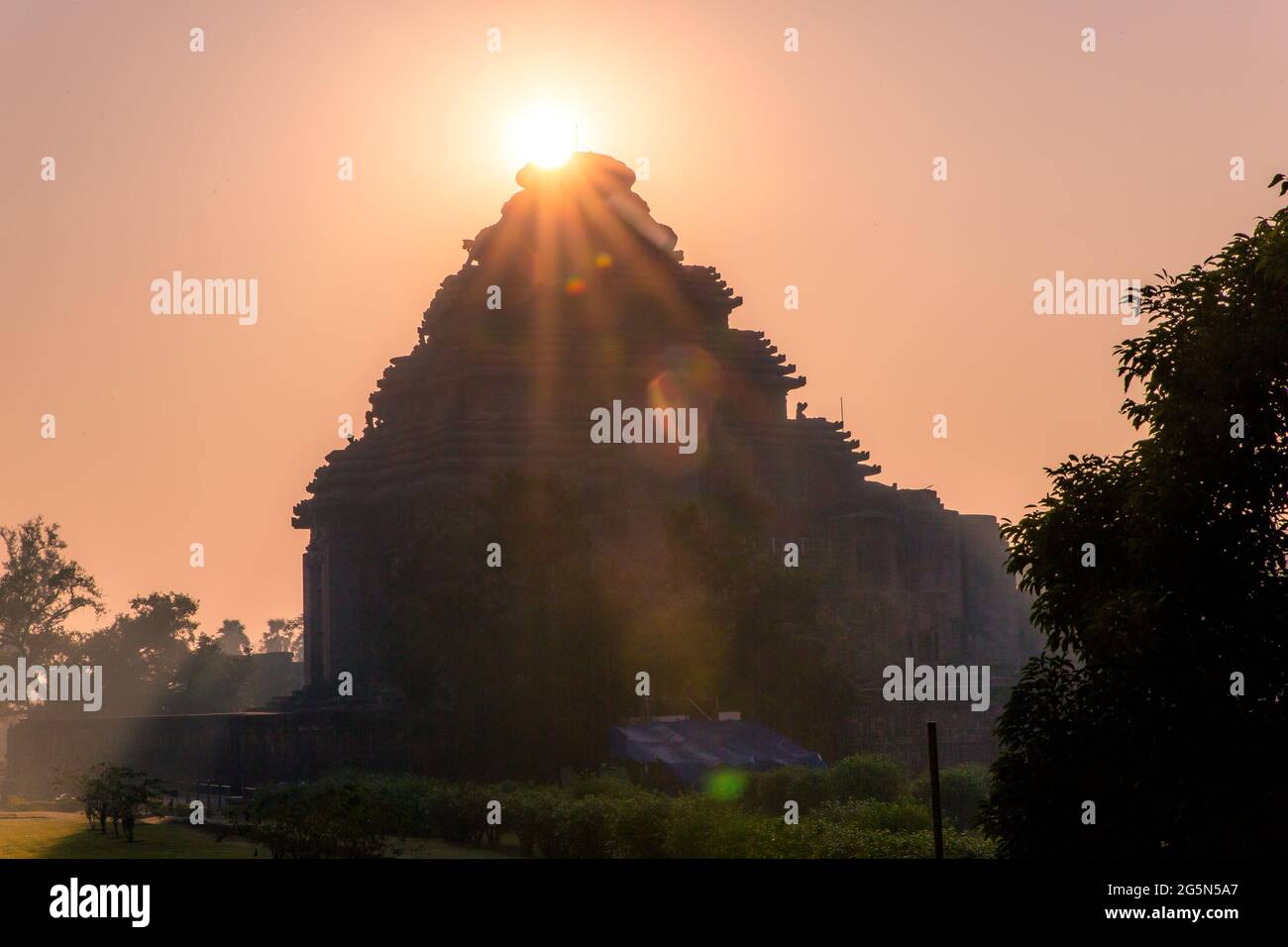 Silhouette of an 800 year old ancient temple at Konark, Odisha. UNESCO ...