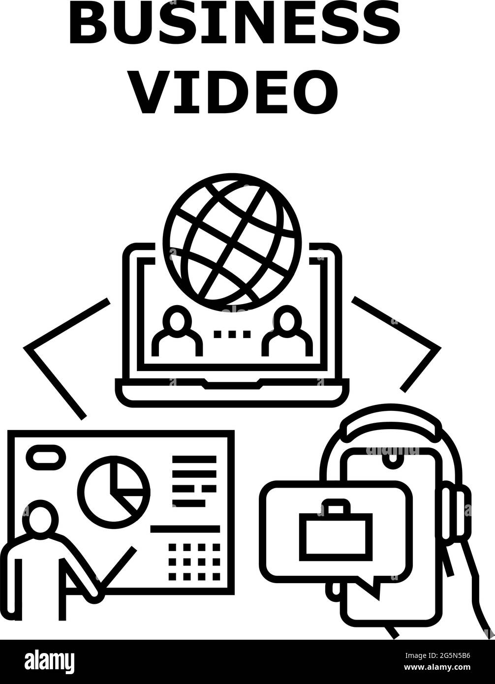 Business Video Vector Concept Black Illustration Stock Vector Image ...