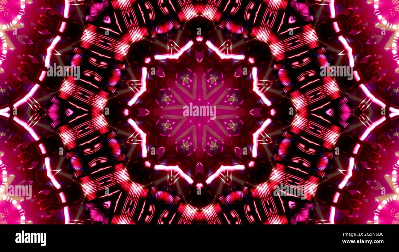 Vibrant illustration with bright glowing kaleidoscope patterns on a ...