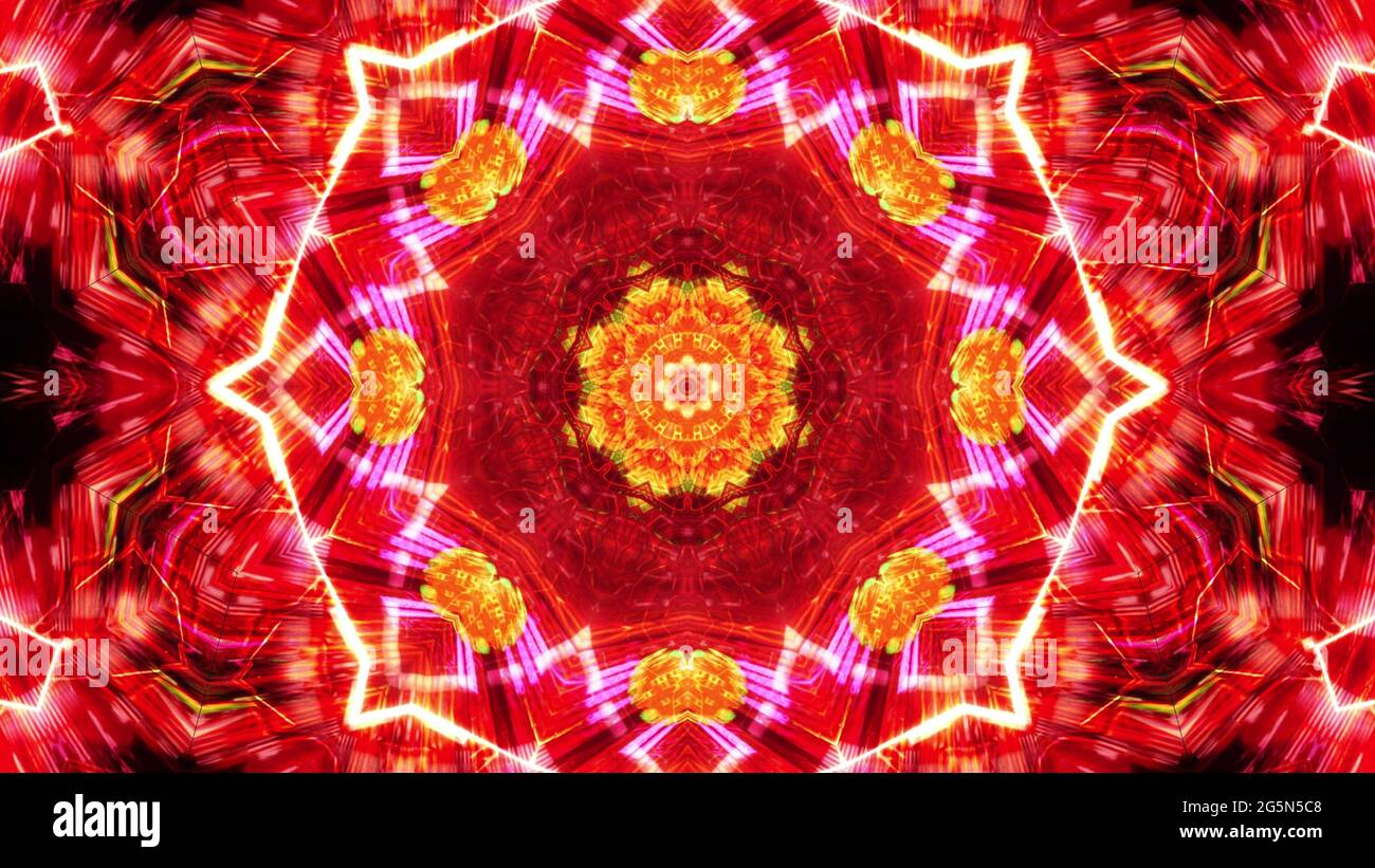 Vibrant illustration with bright, colorful glowing kaleidoscope ...