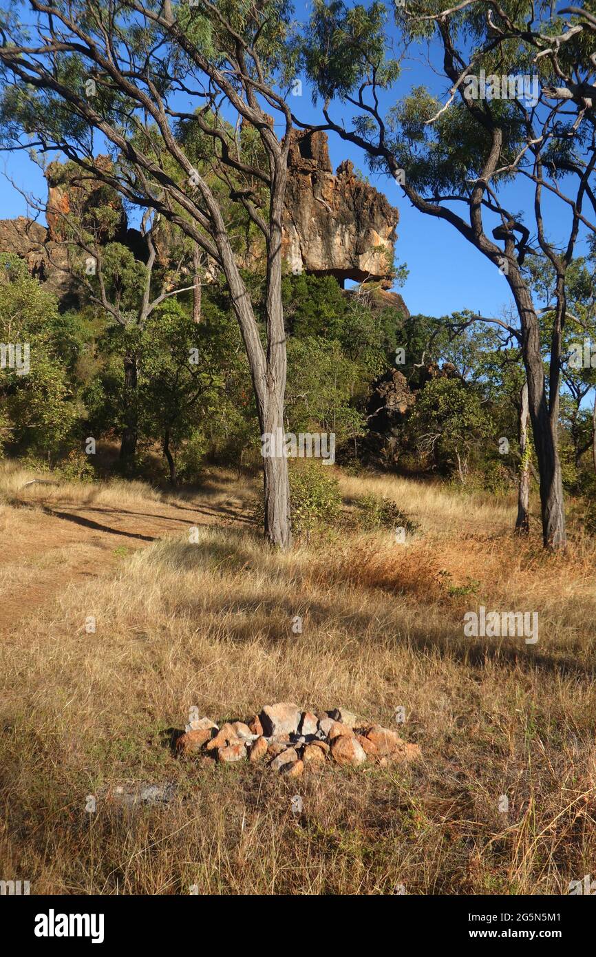 Campsite below rock shelter, The Ramparts section, Chillagoe-Mungalla ...