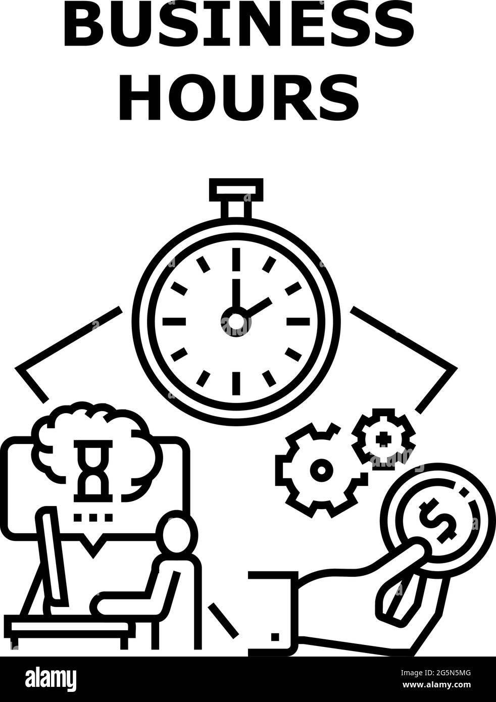 Business Hours Vector Concept Black Illustration Stock Vector Image ...