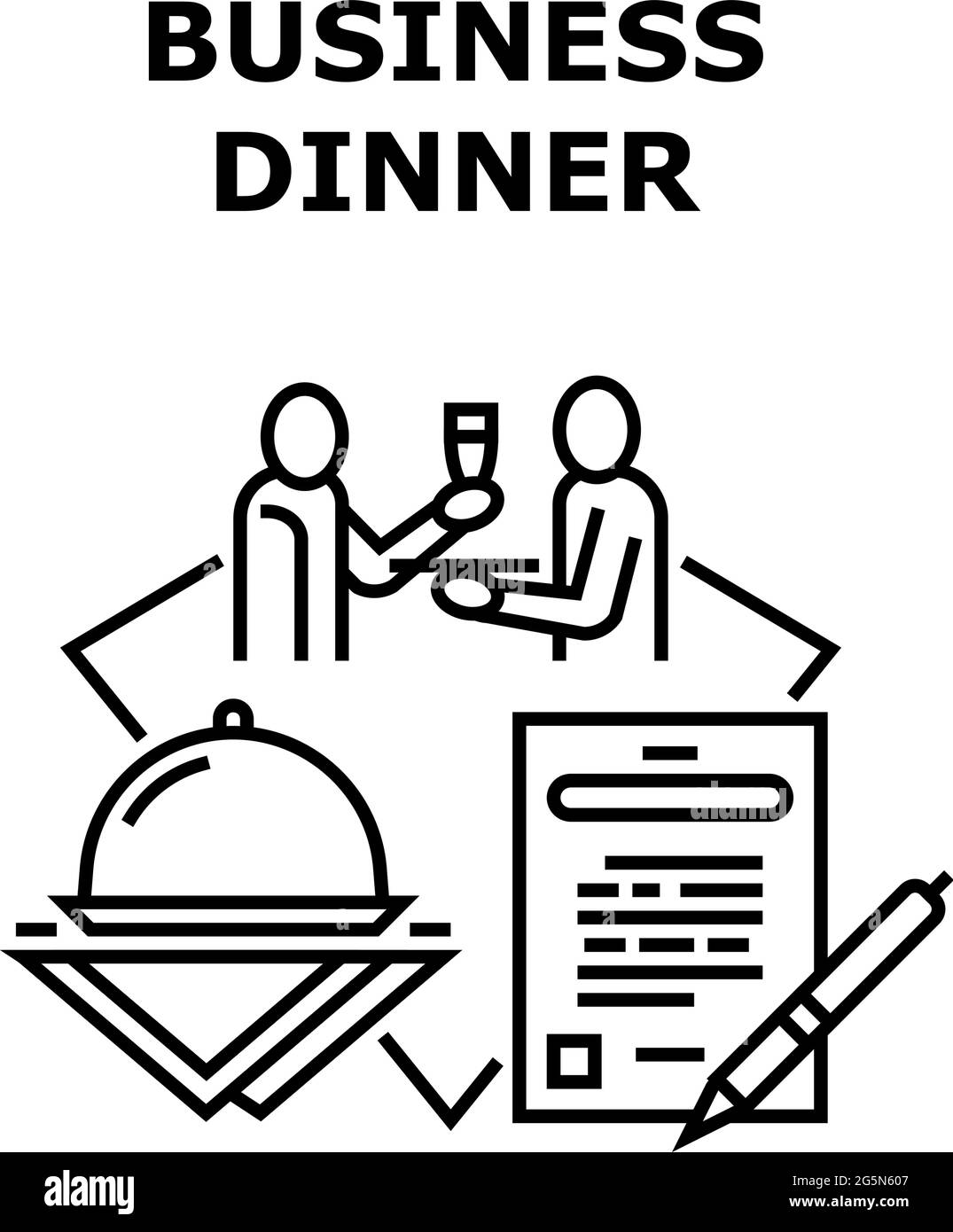 Business Dinner Vector Concept Black Illustration Stock Vector Image ...