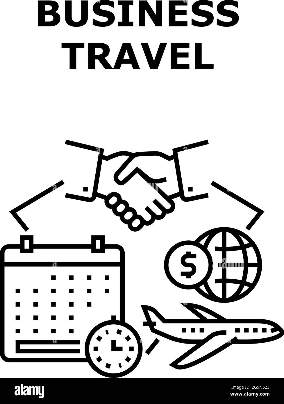 Business Travel Vector Concept Black Illustration Stock Vector Image ...