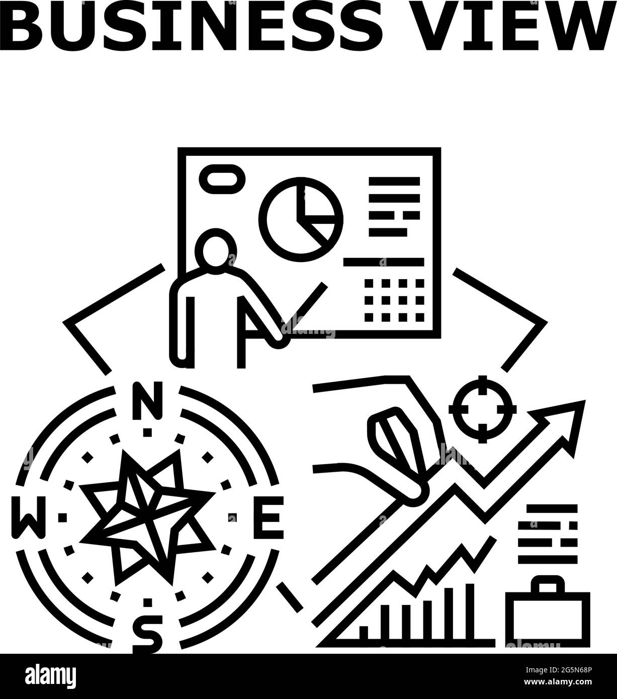 Business View Vector Concept Black Illustration Stock Vector Image ...
