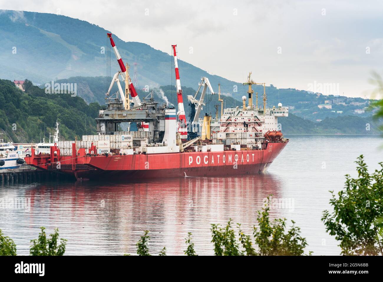 Russian cargo container ship nuclear-powered icebreaker Sevmorput ...