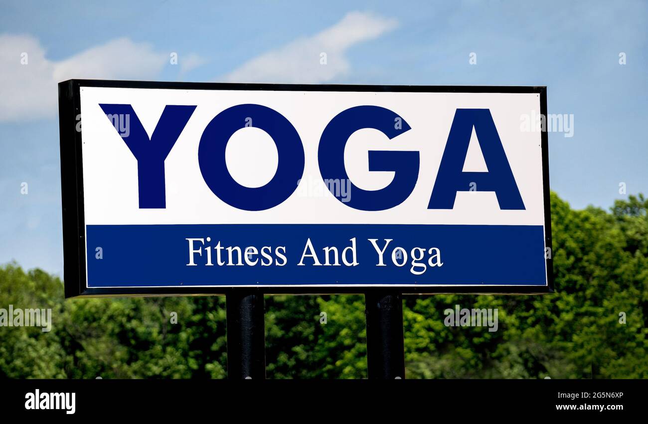 Yoga Fitness Studio Sign Stock Photo - Alamy