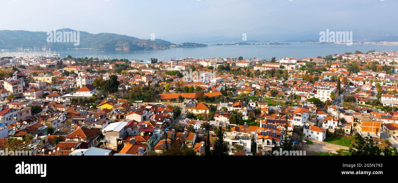 Aerial view of coastal area of Fethiye city in Turkish Riviera Stock ...
