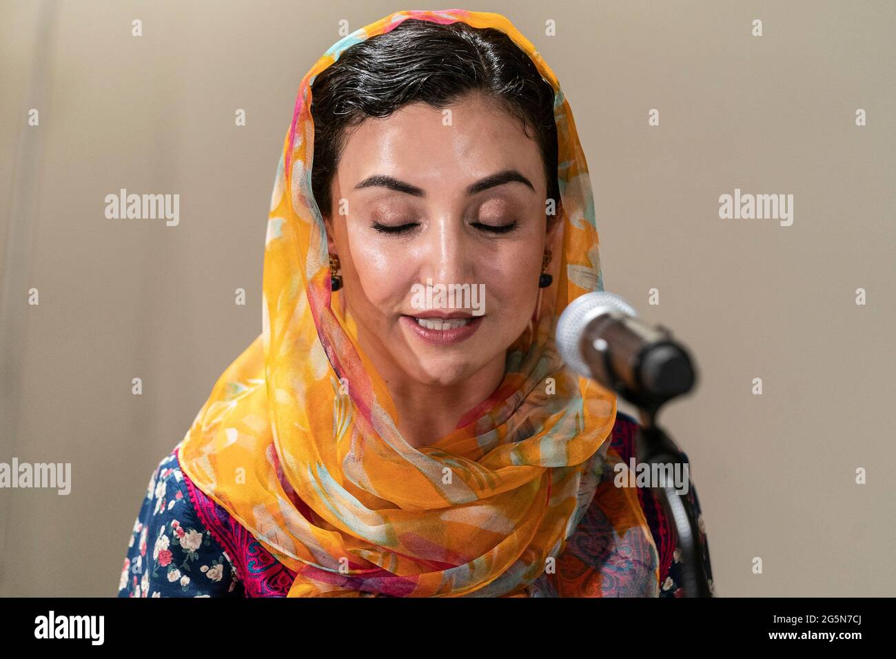 New York, United States. 28th June, 2021. Ambassador Adela Raz speaks ...