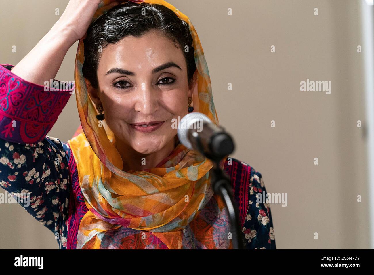 New York, United States. 28th June, 2021. Ambassador Adela Raz speaks ...