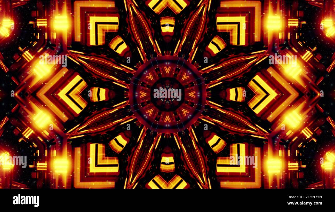Vibrant 2D background with bright orange kaleidoscope patterns Stock ...