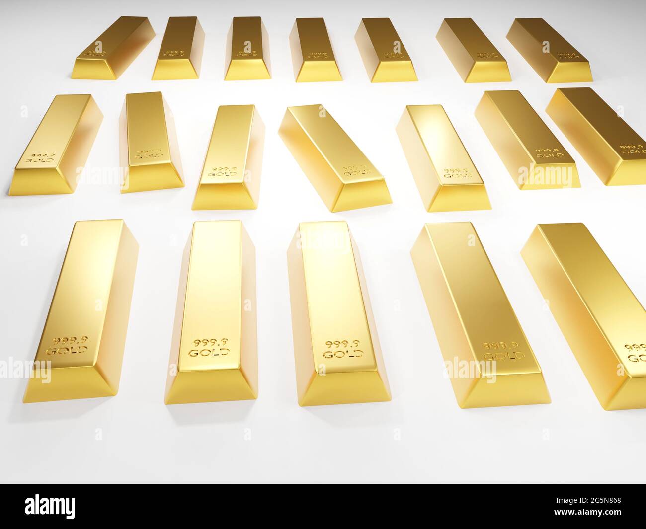 3d rendering illustration gold bar bullion isolated on a white ...