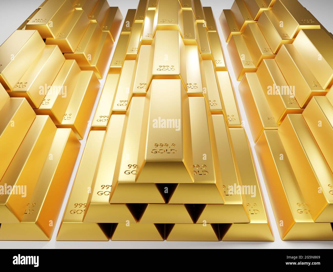 3d rendering illustration gold bar bullion on a white background Stock ...