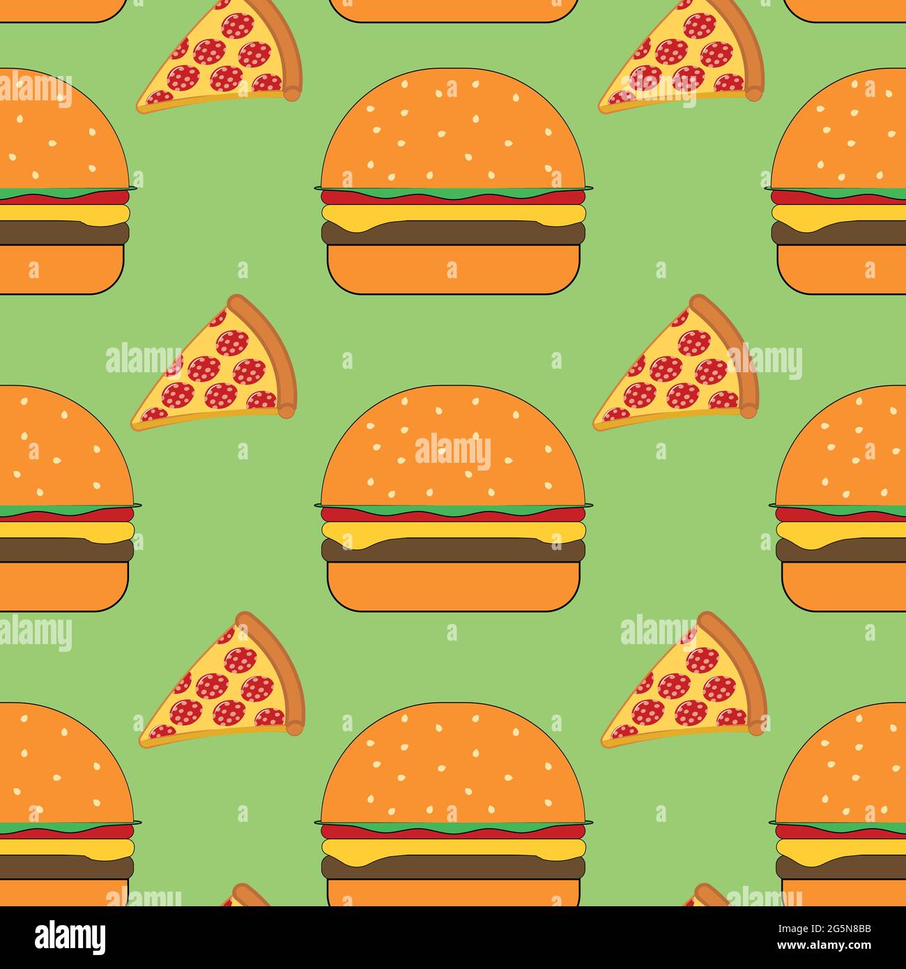 Fast Food Pattern With Modern Doodle Food Illustrations Seamless