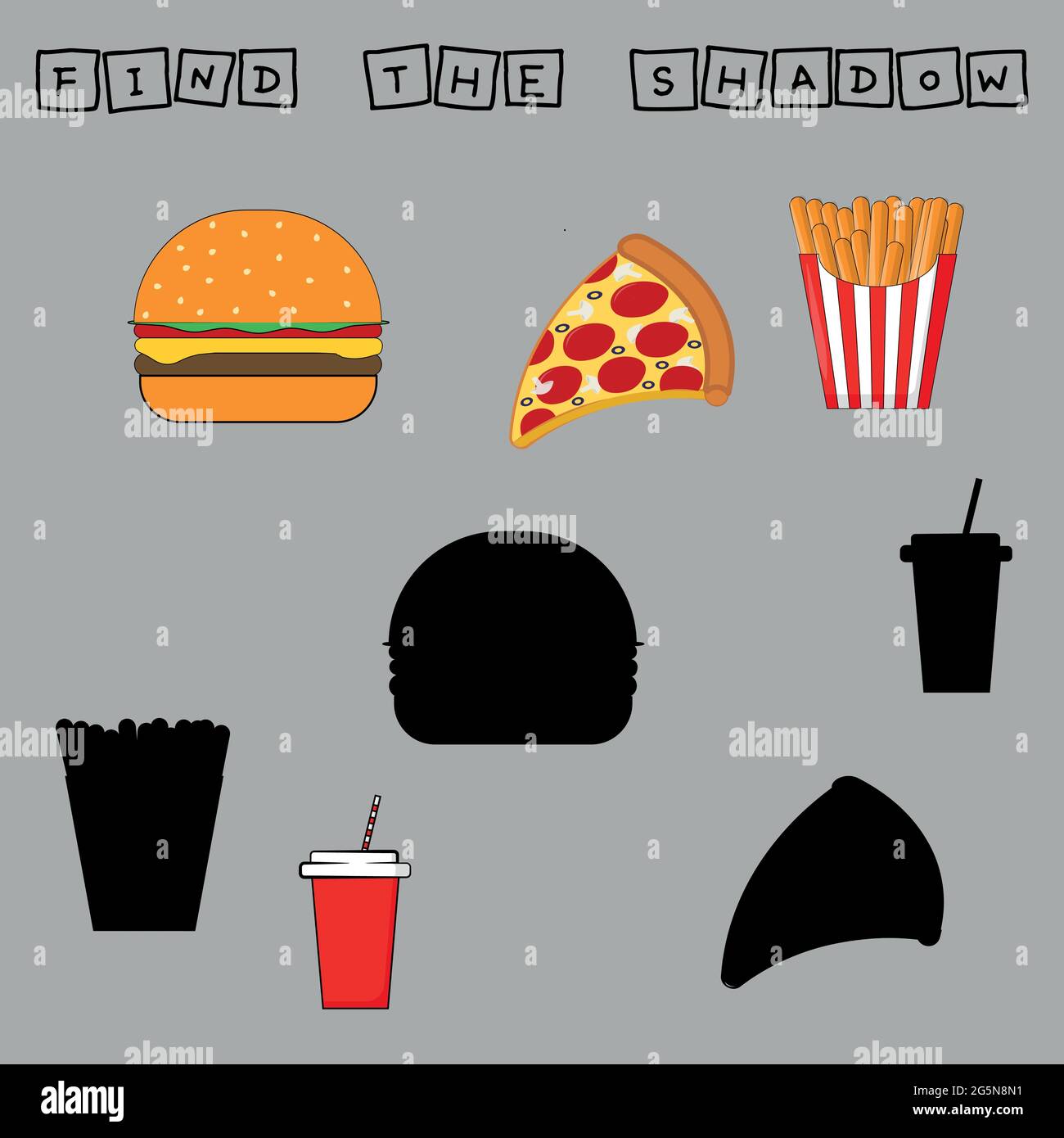 Developing activity for children, find a pair among identical of burger ...