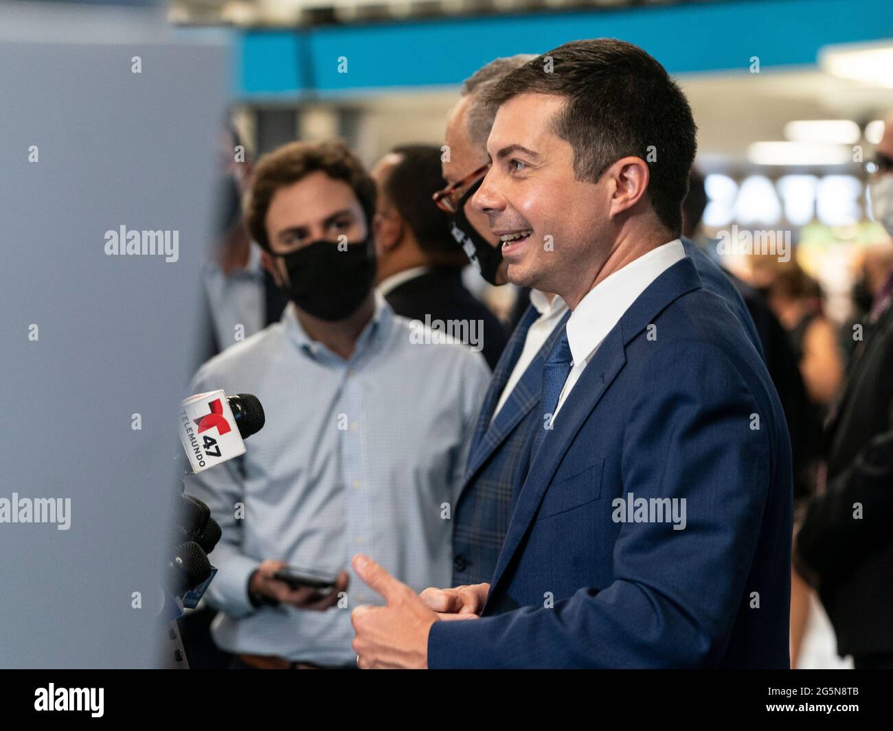 New York, NY - June 28, 2021: Secretary of Transportation Pete ...