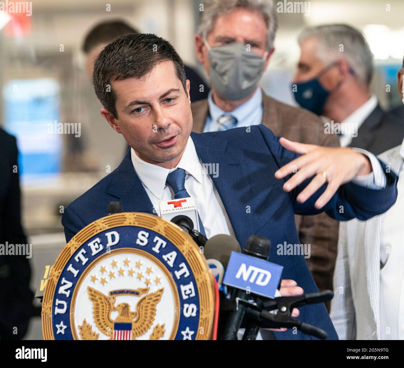 New York, NY - June 28, 2021: Secretary of Transportation Pete ...