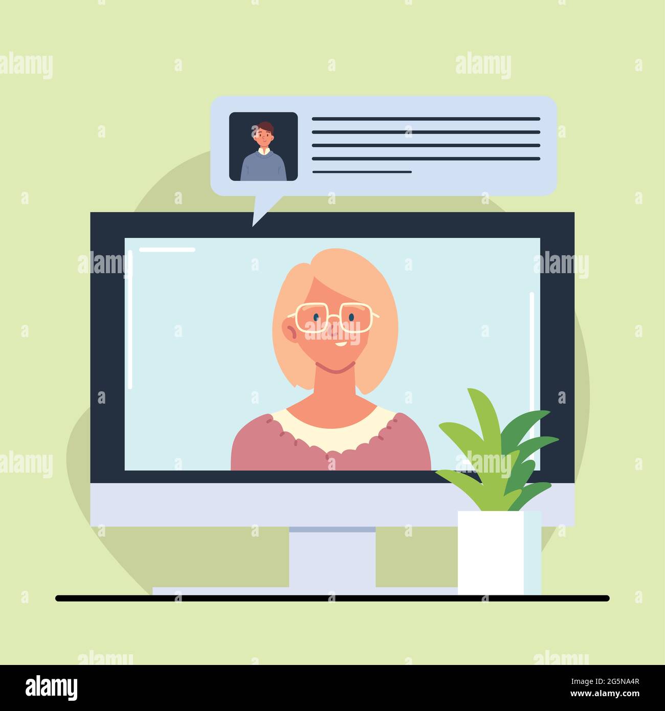 Person on screen interview Stock Vector Images - Alamy