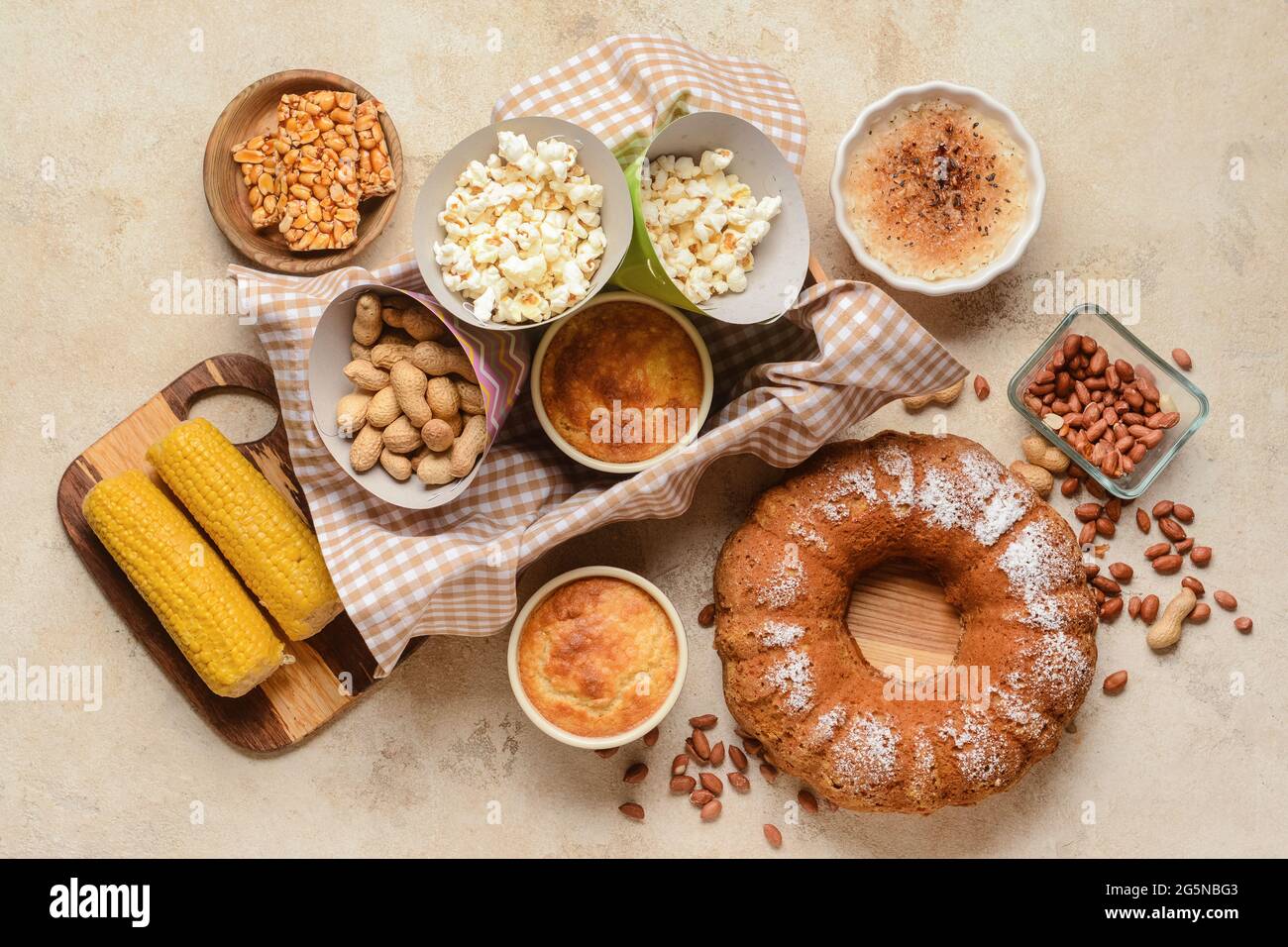 Traditional food for Festa Junina (June Festival) on grunge background ...