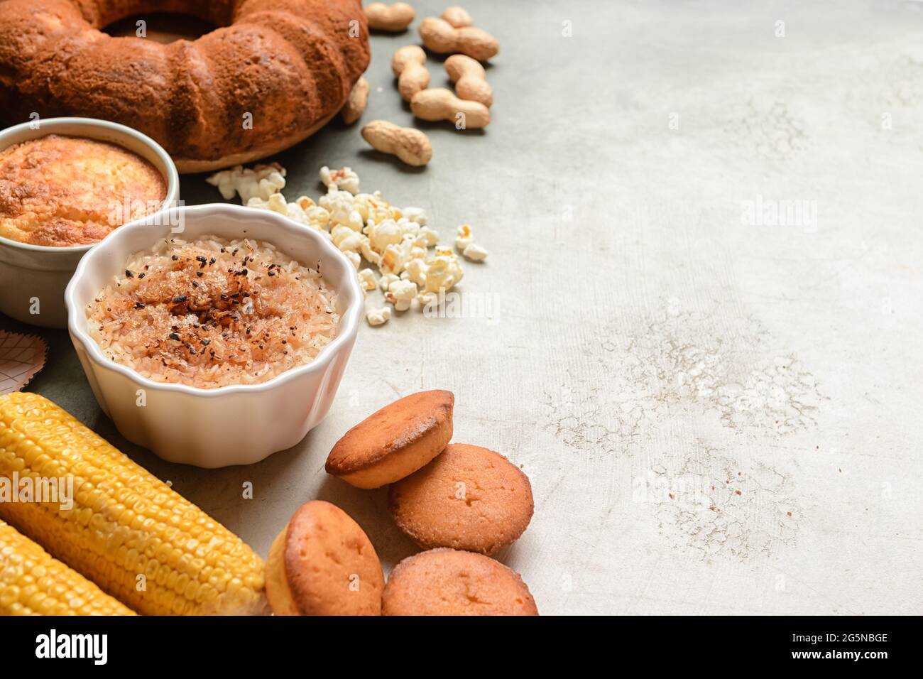 Traditional food for Festa Junina (June Festival) on grunge background ...