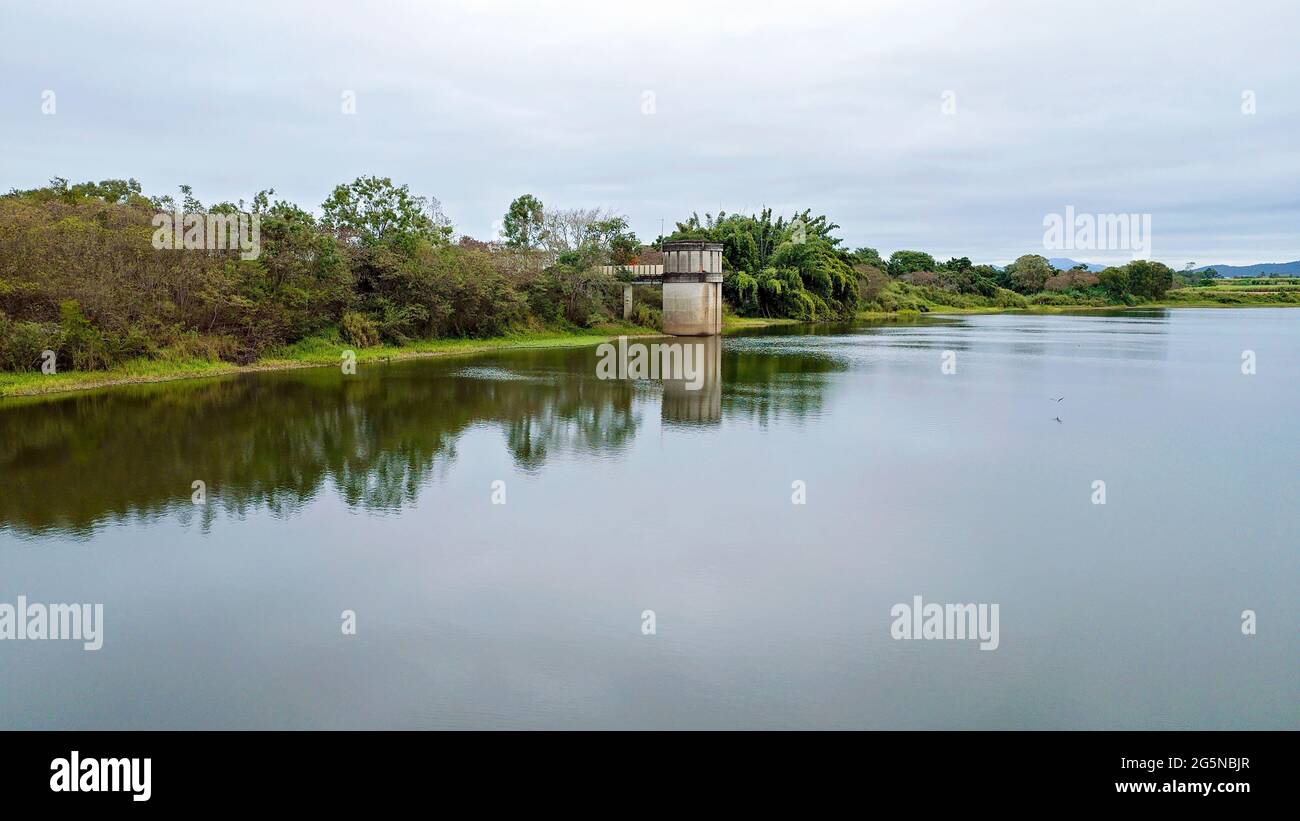 Concrete tower for administration and level indicator of water ...