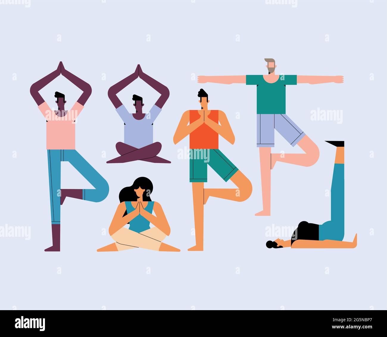 six characters practicing yoga positions Stock Vector Image & Art - Alamy