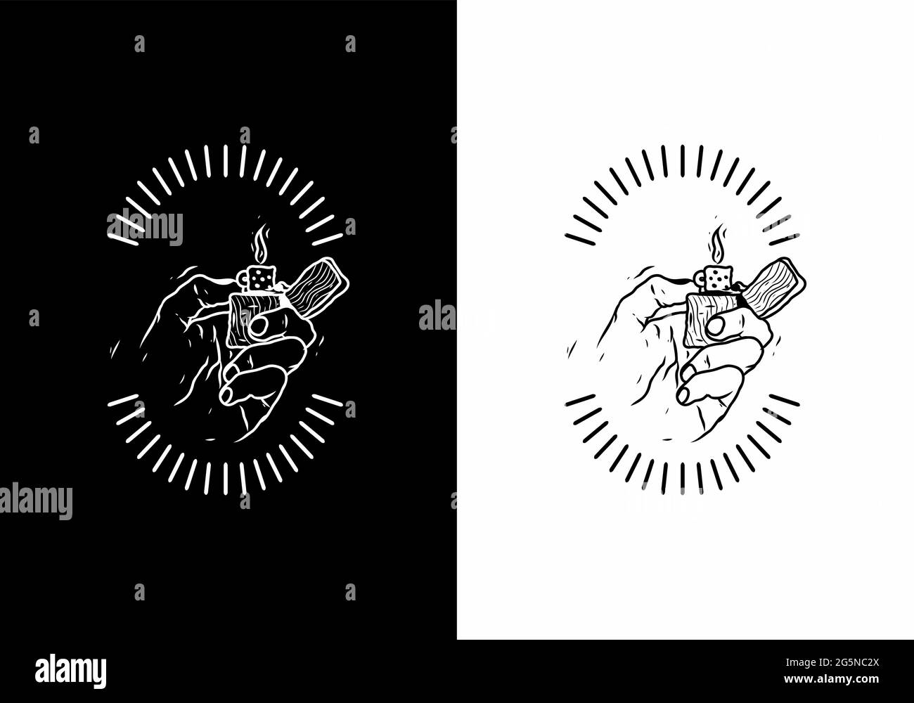 Hand holding lighter Black and White Stock Photos & Images - Alamy