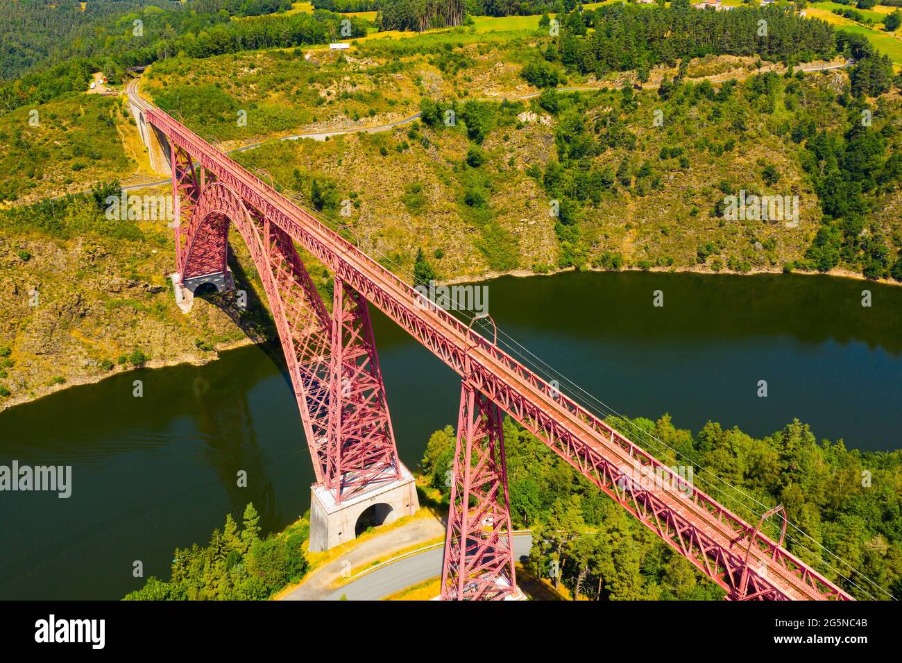 Drone view of railway bridge Viaduc de Garabit in Auvergne, France ...