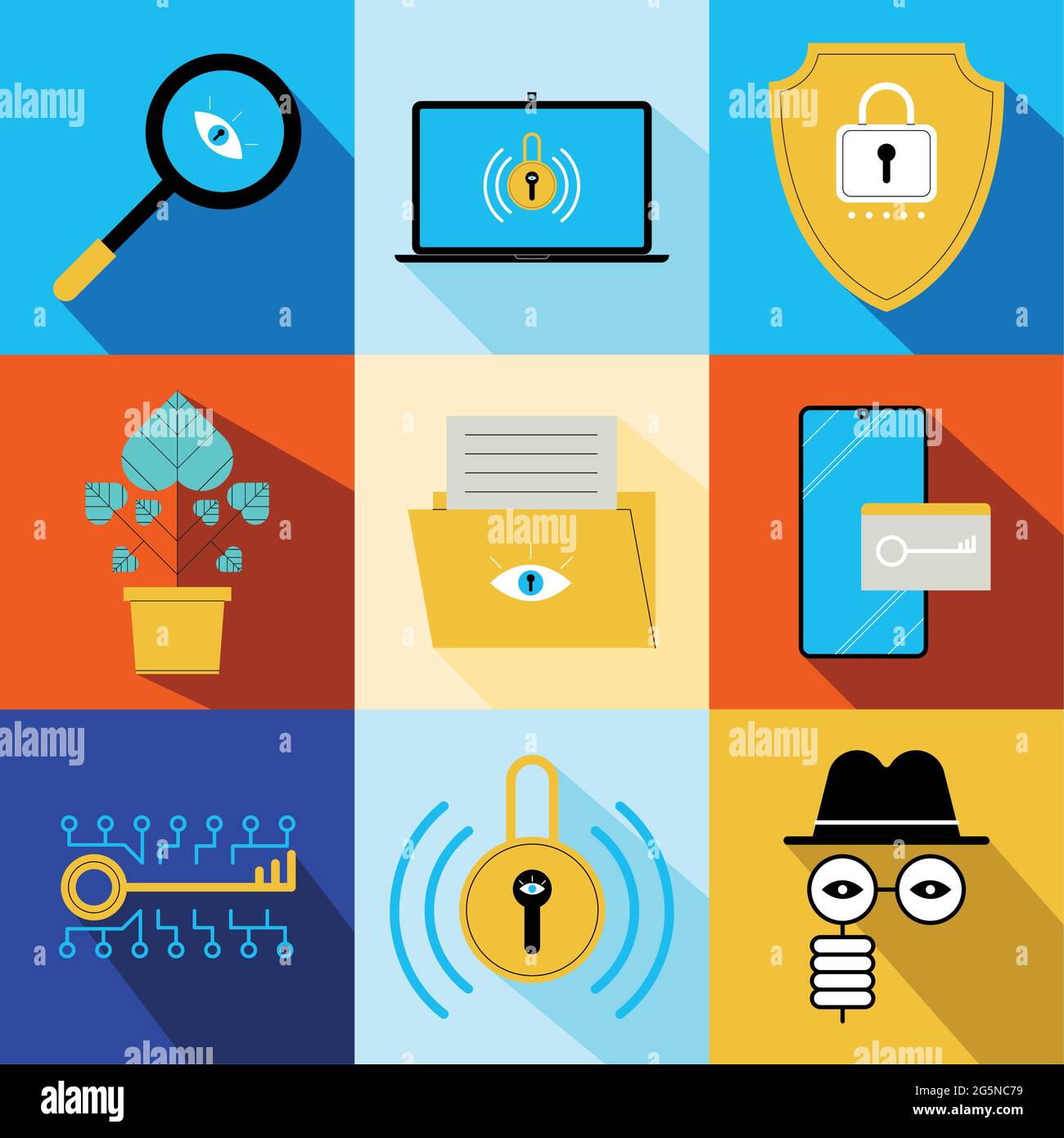 nine cybersecurity technology set icons Stock Vector Image & Art - Alamy