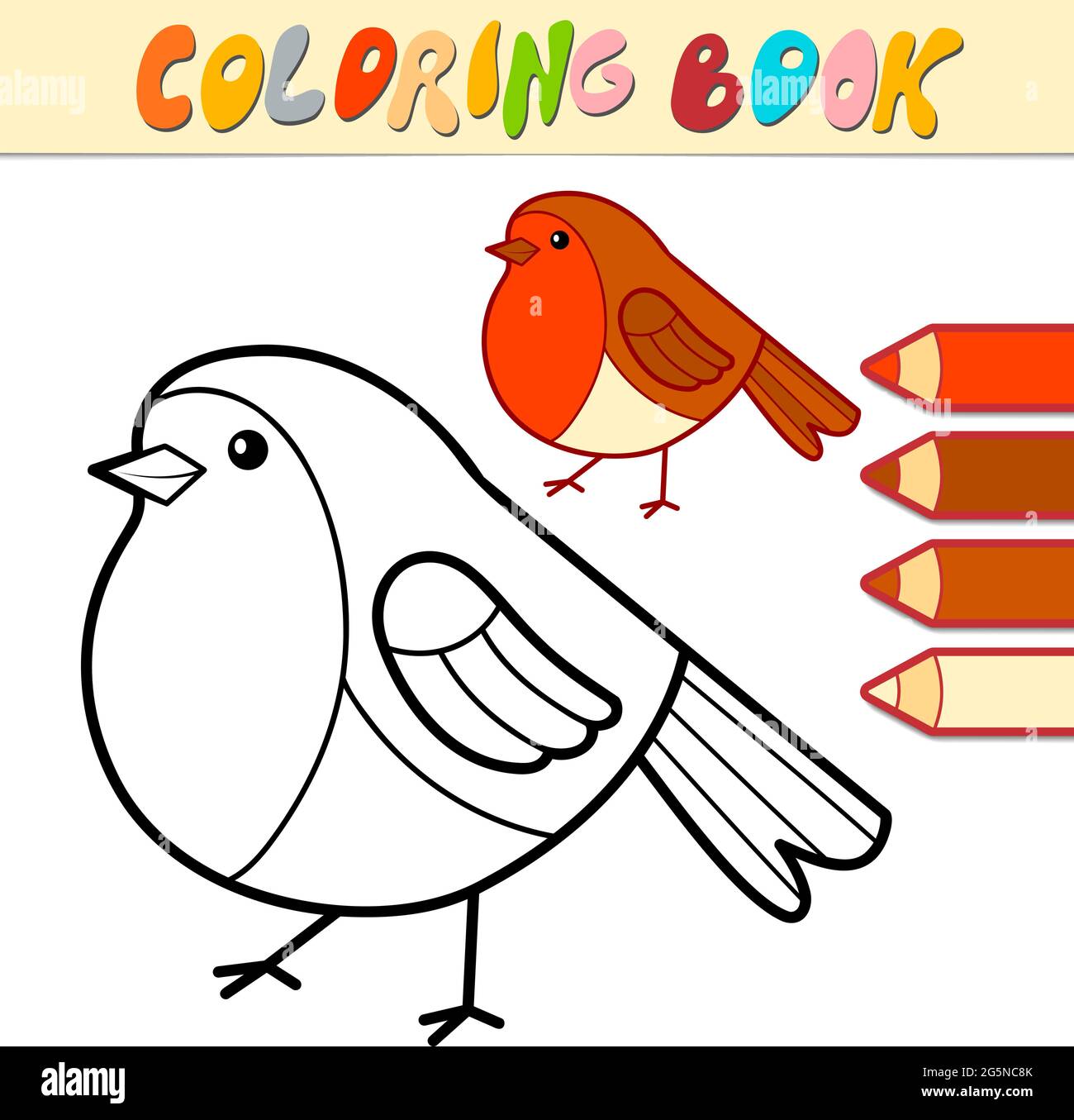 Coloring book or page for kids. Christmas bird black and white vector ...