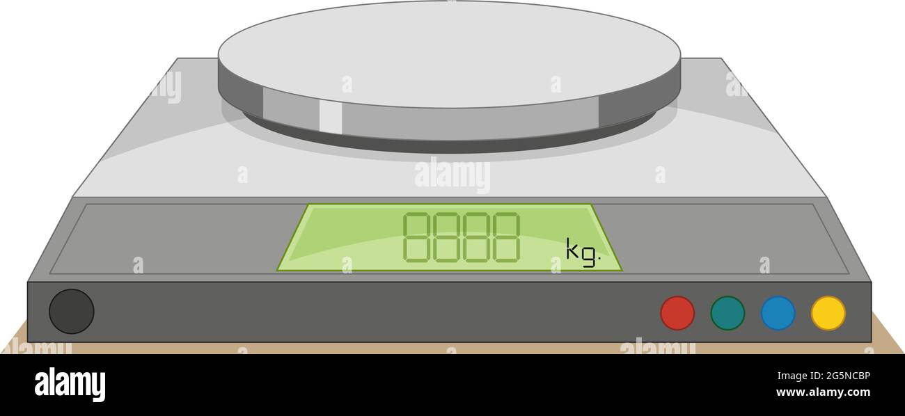 Digital weighing scale on a white background illustration Stock Vector ...
