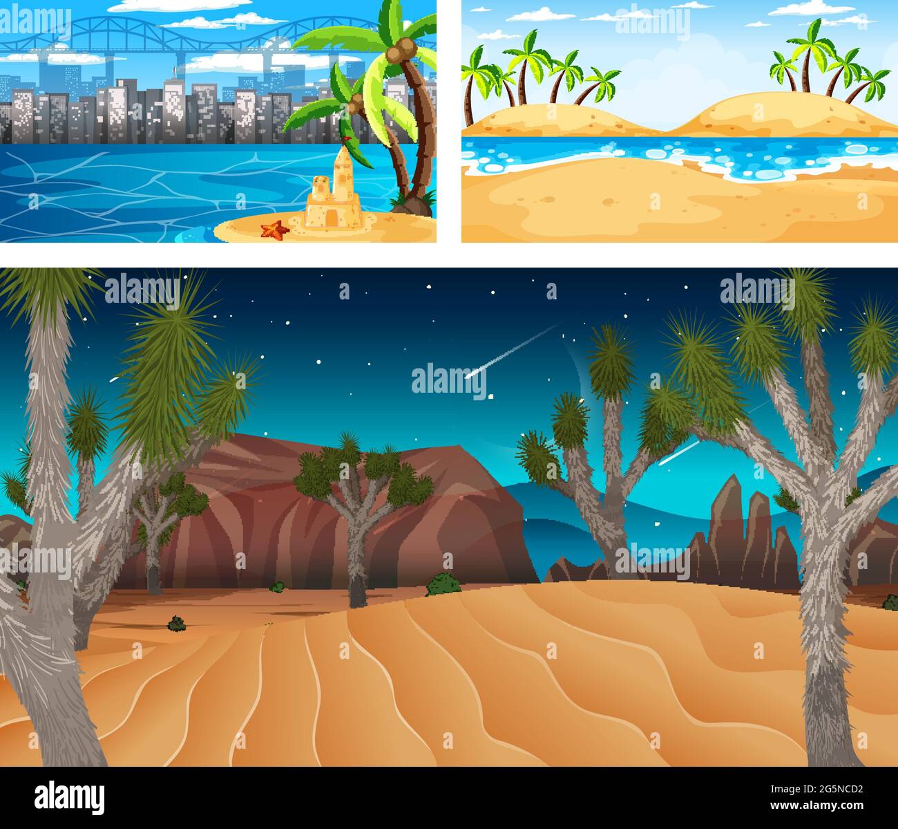 Set of different nature horizontal scenes illustration Stock Vector ...
