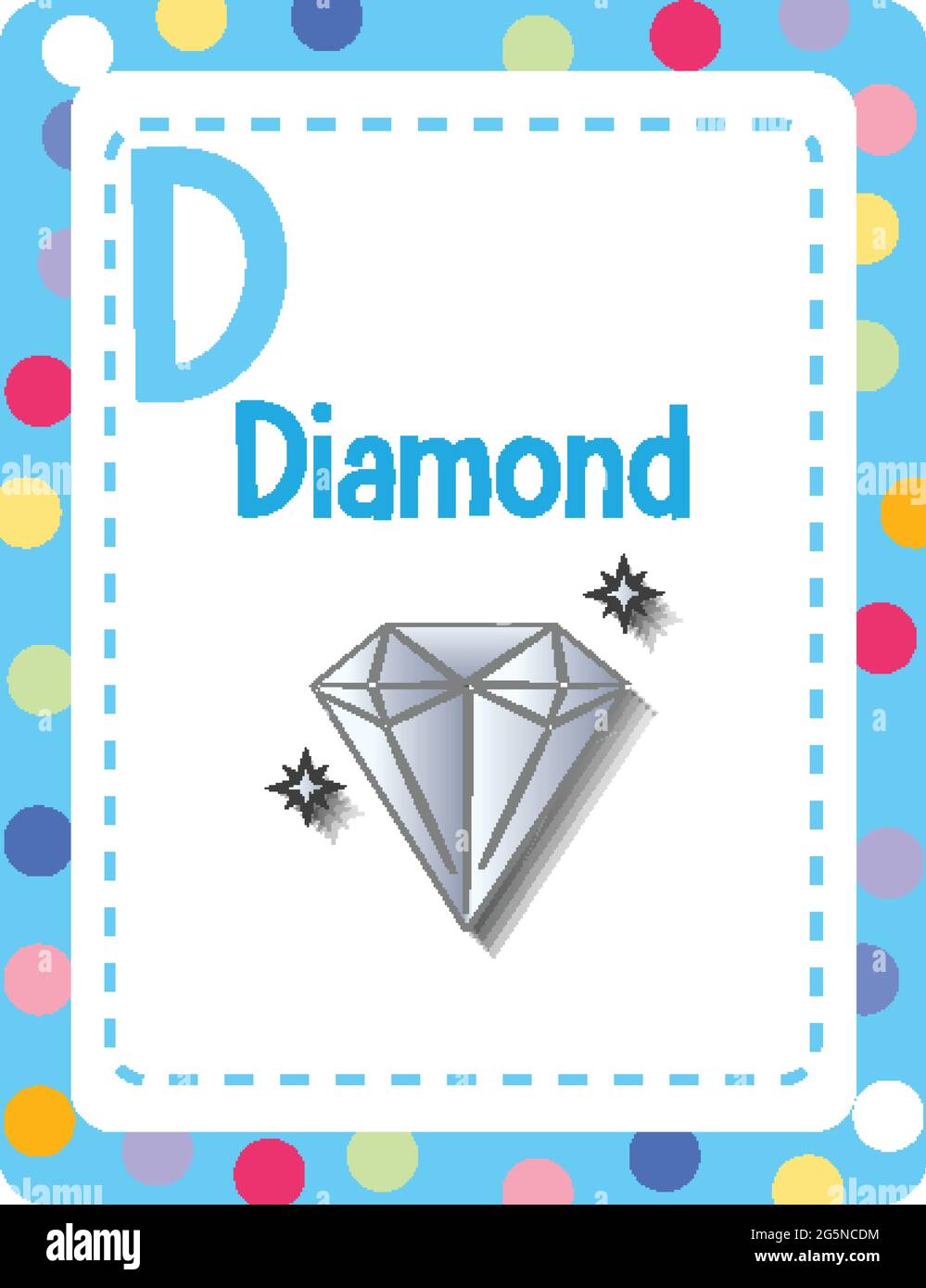 Alphabet flashcard with letter D for Diamond illustration Stock Vector ...