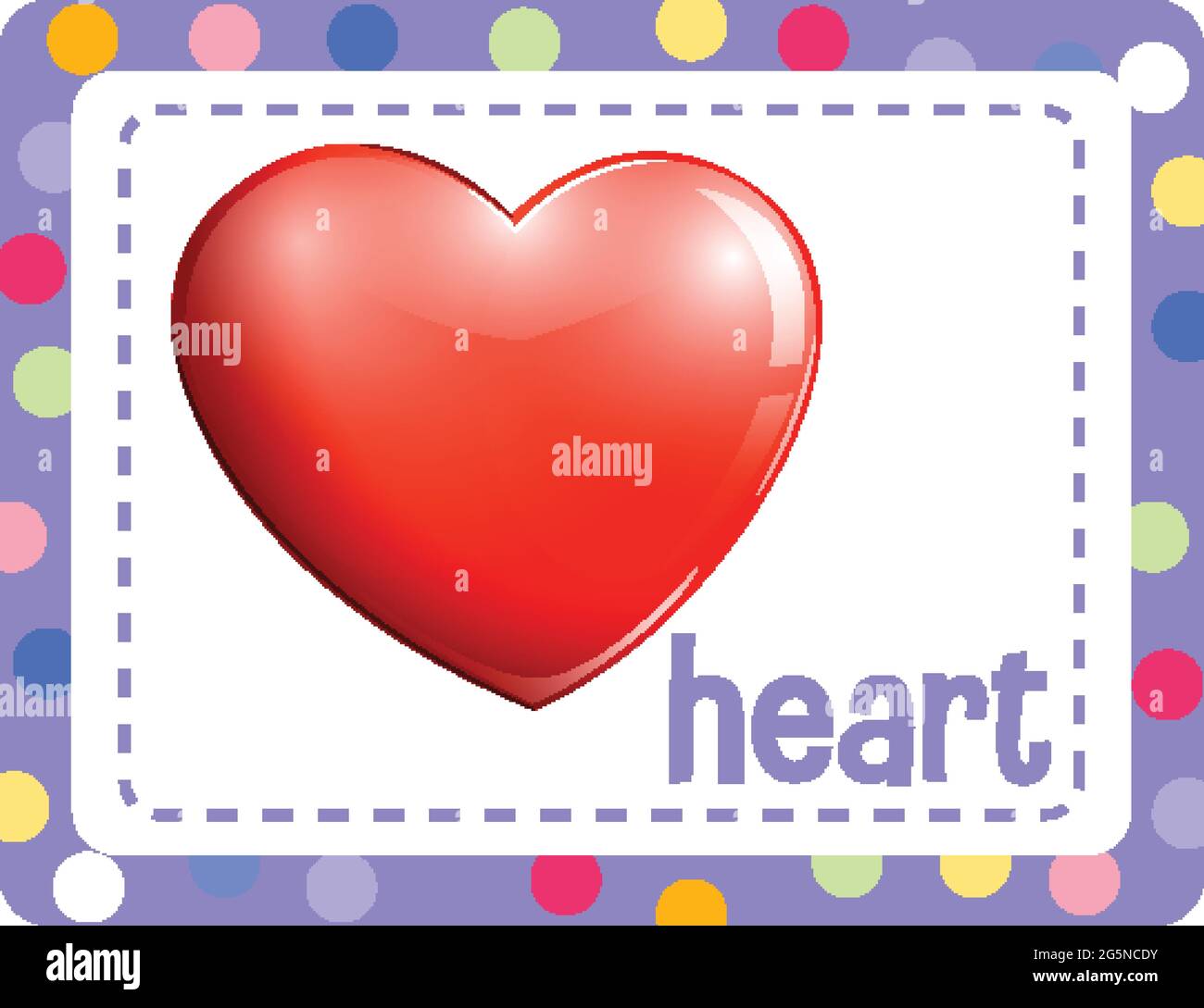 Vocabulary flashcard with word Heart illustration Stock Vector Image ...