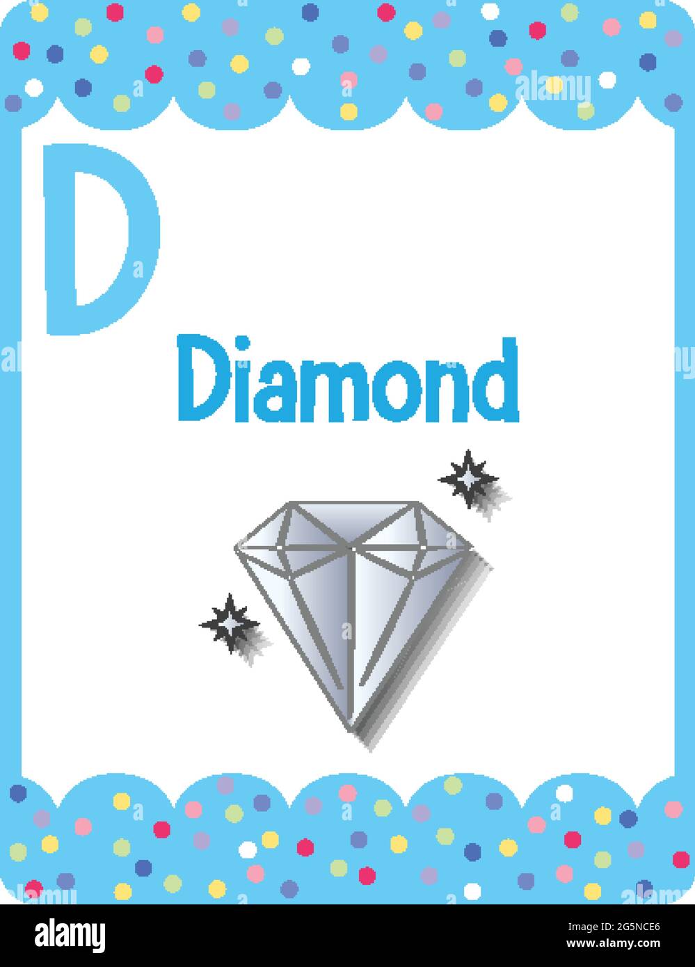 Alphabet flashcard with letter D for Diamond illustration Stock Vector ...