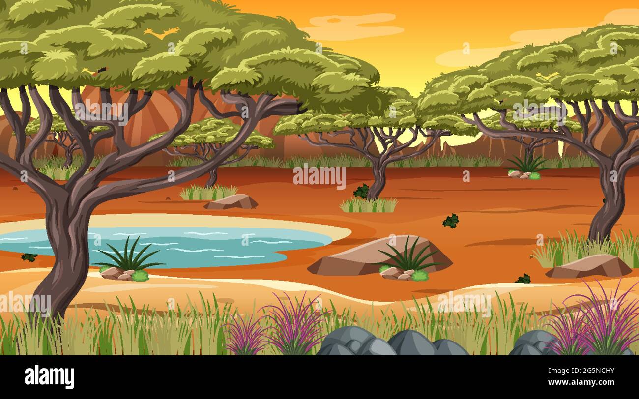 African forest landscape background illustration Stock Vector Image ...