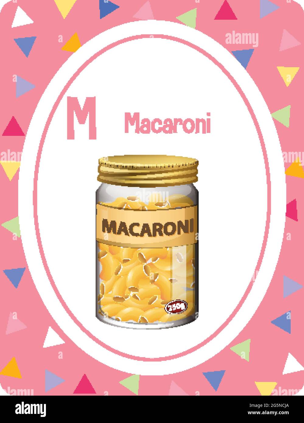 Alphabet flashcard with letter M for Macaroni illustration Stock Vector ...