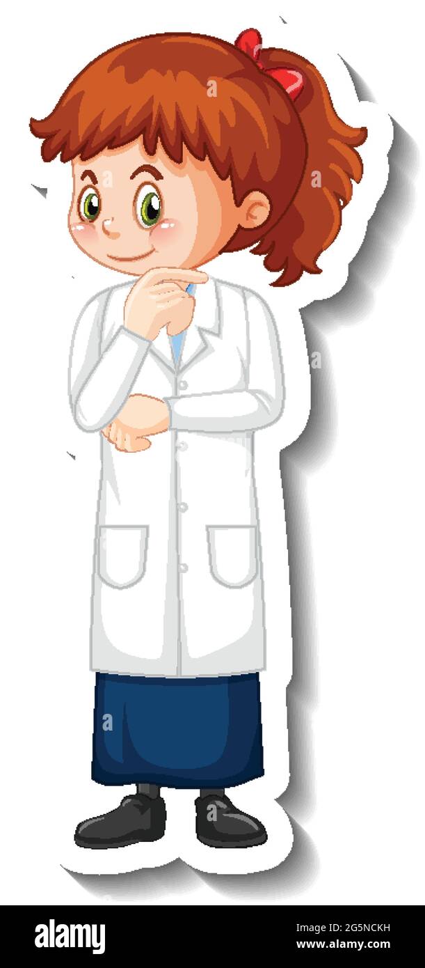 Scientist girl cartoon character in standing pose illustration Stock ...
