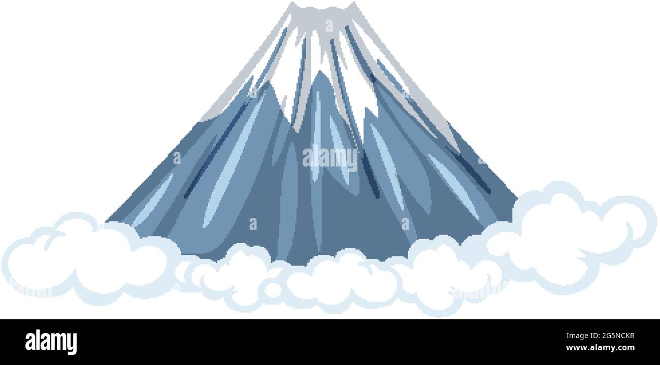 Mount Fuji with cloud in cartoon style isolated on white background ...