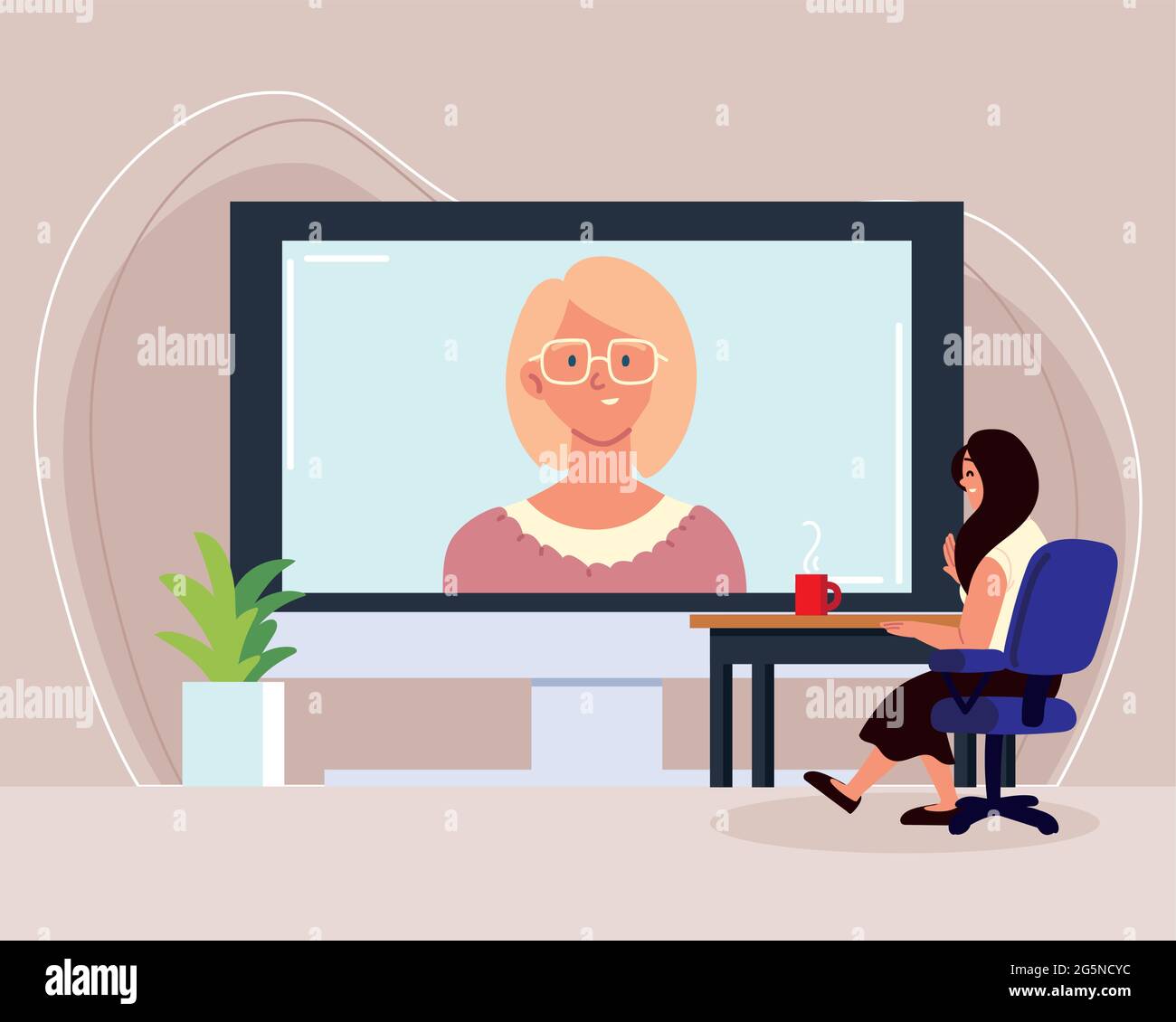 Videocall office Stock Vector Images - Alamy