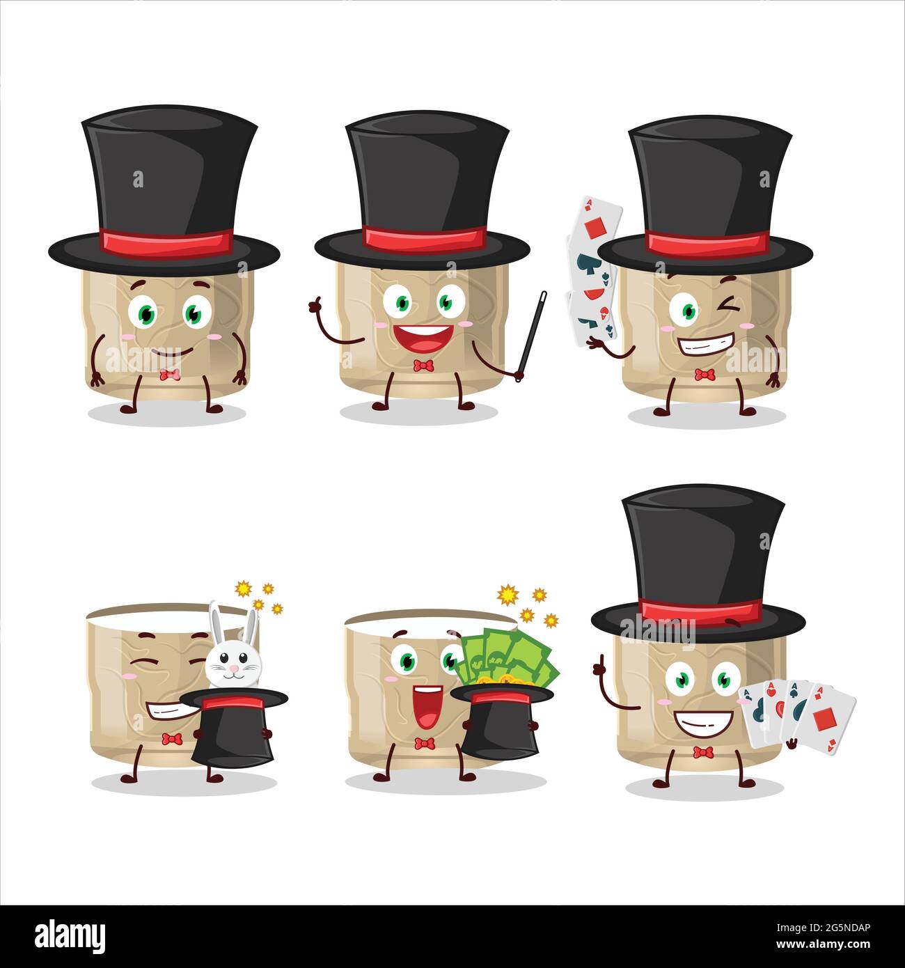 A koumiss drink Magician cartoon character perform on a stage. Vector ...